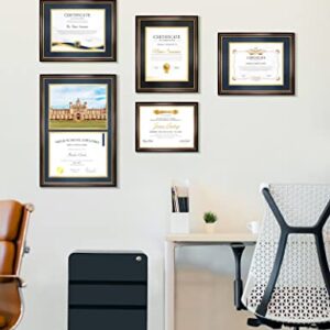 Annecy 11x14 Picture Frame Black, Diploma Frame for Wall or Desktop Decoration, 11x14 frame with mat for 8.5x11 Certificate, College Degree Frame with Tempered Glass and Velvet Back Panel（1 Pack）