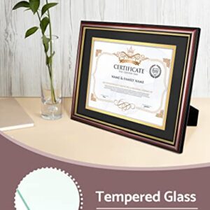 Annecy 11x14 Picture Frame Black, Diploma Frame for Wall or Desktop Decoration, 11x14 frame with mat for 8.5x11 Certificate, College Degree Frame with Tempered Glass and Velvet Back Panel（1 Pack）