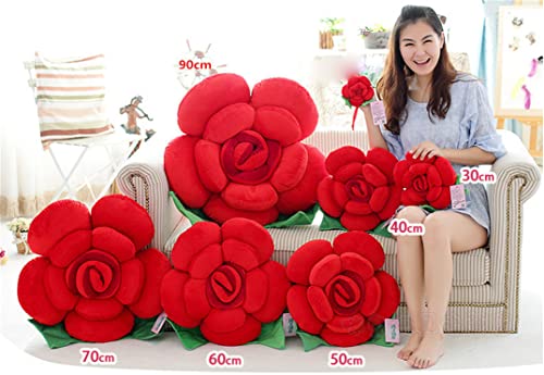 YILANLAN Flower Plush Rose Pillow Cute Decorative Flower Plush Cushion Cartoon Creative Cushion Sofa Pillow Bed Cushion (30 cm, Red)