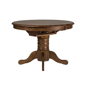 Pemberly Row Contemporary Wood Crossing Pedestal Table in Oak