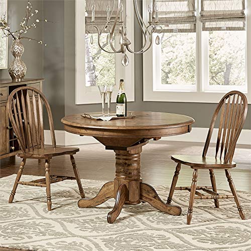 Pemberly Row Contemporary Wood Crossing Pedestal Table in Oak