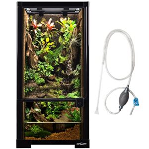 reptizoo 15 gallon full glass reptile terrarium 12" x 12" x 24" knock-down glass tank and siphon gravel cleaner set, small habitat for reptile chameleon, tree frogs, arboreal geckos,lizard