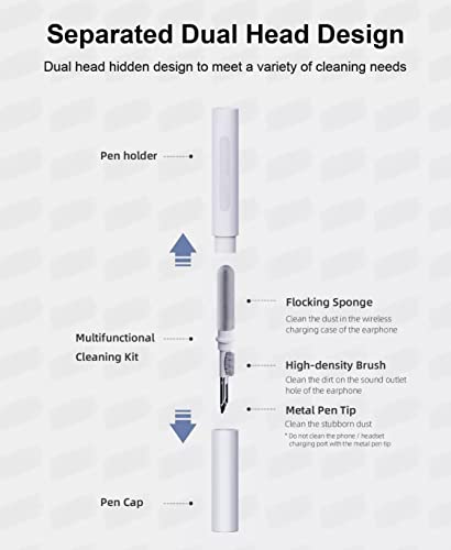 Headphone and Charging Port Cleaning Pen 3-in-1 Tool for Ear Buds Air Pods Bluetooth Earphones Cleans Ear Wax, Dirt, Dust and More