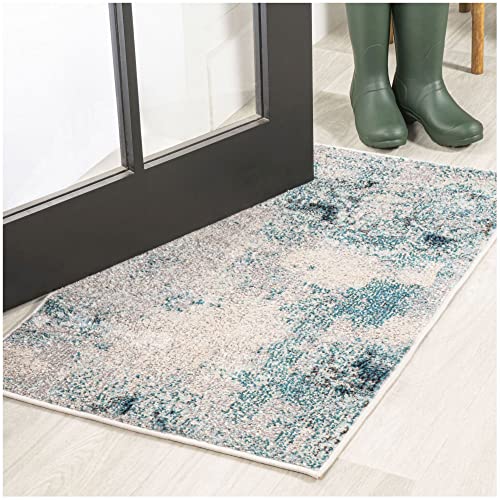 JONATHAN Y CTP104A-23 Contemporary POP Vintage Modern Abstract Indoor Area Rug,High Traffic,Bedroom,Kitchen,Living Room,Non Shedding,2 X 3,Cream/Blue