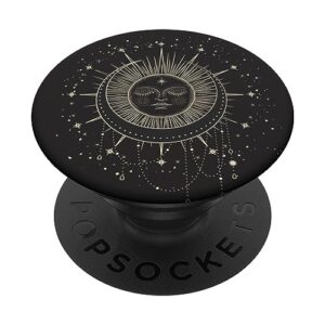 moon sun stars astrology black popsockets standard popgrip