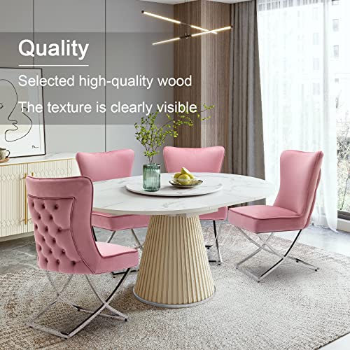 adochr Upgraded Dining Chairs, Modern Luxury Dining Chairs Set of 2, Premium Velvet Chairs, Accent Chairs with Stainless Steel Legs for Dining Living Room, Pink