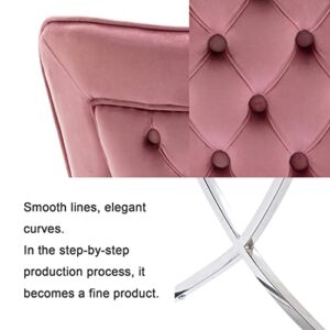 adochr Upgraded Dining Chairs, Modern Luxury Dining Chairs Set of 2, Premium Velvet Chairs, Accent Chairs with Stainless Steel Legs for Dining Living Room, Pink