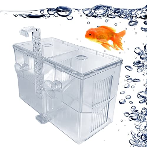 XEOGUIYA Acrylic Aquarium Breeder Box Hang on Back, Isolation Hatchery Feeding Boxes for Small Fish Fry Hatchery