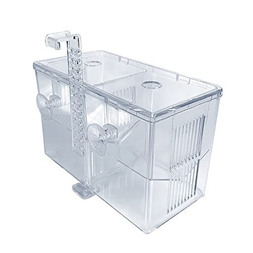 XEOGUIYA Acrylic Aquarium Breeder Box Hang on Back, Isolation Hatchery Feeding Boxes for Small Fish Fry Hatchery