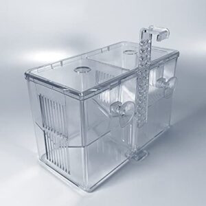 XEOGUIYA Acrylic Aquarium Breeder Box Hang on Back, Isolation Hatchery Feeding Boxes for Small Fish Fry Hatchery