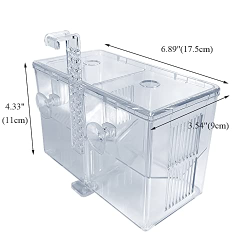 XEOGUIYA Acrylic Aquarium Breeder Box Hang on Back, Isolation Hatchery Feeding Boxes for Small Fish Fry Hatchery