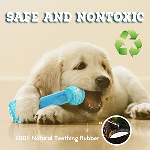 Puppy Chew Toys for Teething Puppies, Cooling Dog Toys Natural Teething Rubber, 2 Pack Freezable Teething Toys, Cleaning Teeth and Protects Oral Health Both Small Dogs & Medium Dog Suitable