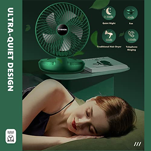 Chchmu USB Desk Fan Mini 8 Inch Foldable Desktop Table Fans 3 Speeds Personal Quiet Fan with Strong Airflow Portable Cooling Fan with Head Adjustable for Home Bedroom Office Table & Desktop, Green