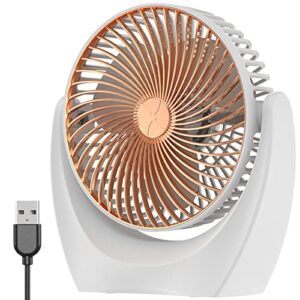 chchmu usb desk fan mini desktop table fans 2 speeds personal quiet fan with strong airflow portable cooling fan with head adjustable for home bedroom office table & desktop, gold