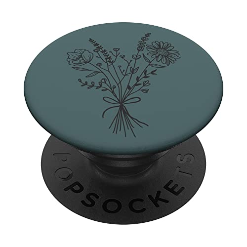 Pine Green Wildflower Floral Flower Design PopSockets Swappable PopGrip