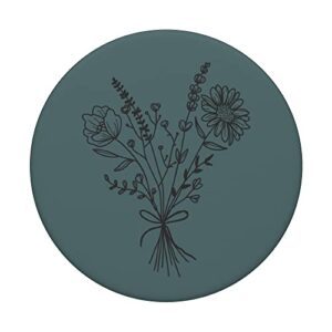 Pine Green Wildflower Floral Flower Design PopSockets Swappable PopGrip