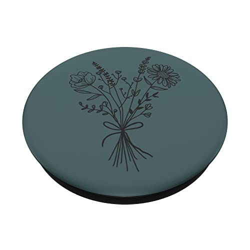 Pine Green Wildflower Floral Flower Design PopSockets Swappable PopGrip