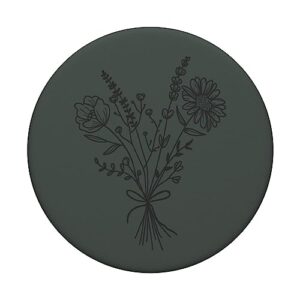 Midnight Green Wildflower Floral Flower Design PopSockets Swappable PopGrip