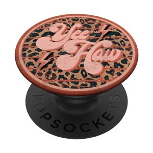 yeehaw pink & orange leopard cheetah western hippie cowgirl popsockets standard popgrip