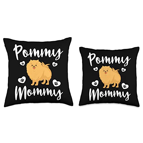 Pomeranian Dog Mom Gifts and Apparel Pommy Mommy Pomeranian Pom Dog Mom Throw Pillow, 18x18, Multicolor