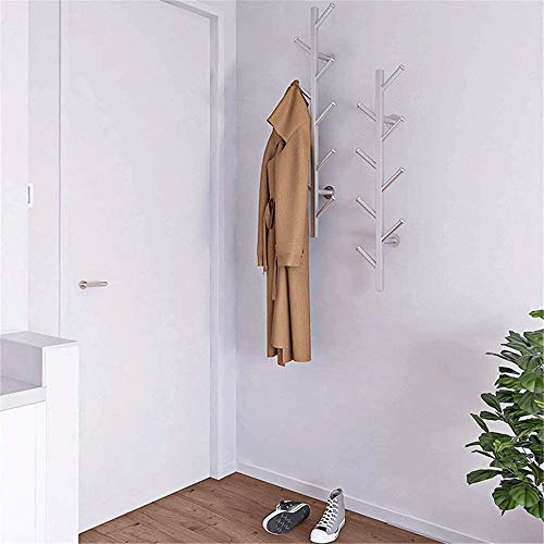 KLHHG 9 Hooks Coat Rack Wall Metal Wall Hanging Living Room Bedroom Decorative Clothes Rack All Hat Rack Metal Furniture (Color : Gold)