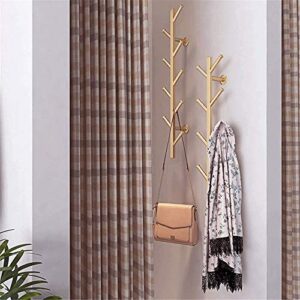 KLHHG 9 Hooks Coat Rack Wall Metal Wall Hanging Living Room Bedroom Decorative Clothes Rack All Hat Rack Metal Furniture (Color : Gold)