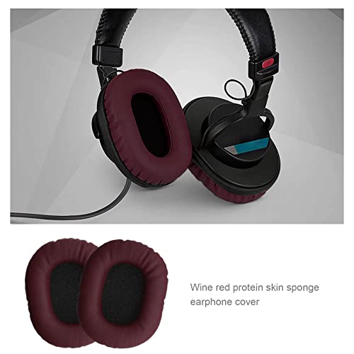 1 Pair Ear Pads Earmuffs Protein Leather Foam Replacement Ear Cushions Compatible with Sony MDR 7506 V6 CD900ST Earphones Dark Red