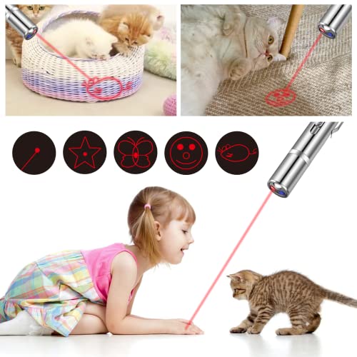 DOOT TOOD Pet Cat Laser Toy, USB Rechargeable Handheld Pointer, 5 Red Laser Patterns, Suitable Indoor Interaction with Cats or Dogs