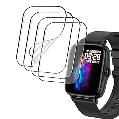 smaate Soft Screen Protector Compatible with 1.69” or 1.7” smartwatch Iaret I18, Tensky 208BT, ANDFZ T42, Geelyda Y20 Pro, Smaiit Y22, WZWNEER Y20GT, and AZTTKIA QS08, 4-pack, Bubble Self-healing