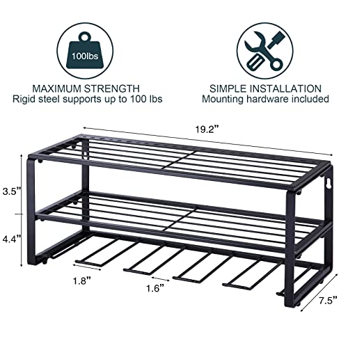 Power Tools Organizer, Electric Drill Storage Rack, Power Tool Rack for Garage, holds 5 Drills, Drill Holder Compact Steel Design for Workshop, Shed, Garage Tool Utility Racks (Upgraded,19 Inches Large)