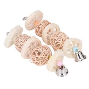 Tnfeeon Bird Chewing Toy, Rattan Ball Toy Bird Cage Bite Sepak Takraw Toy with Bells for Small Birds