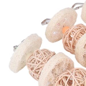 Tnfeeon Bird Chewing Toy, Rattan Ball Toy Bird Cage Bite Sepak Takraw Toy with Bells for Small Birds