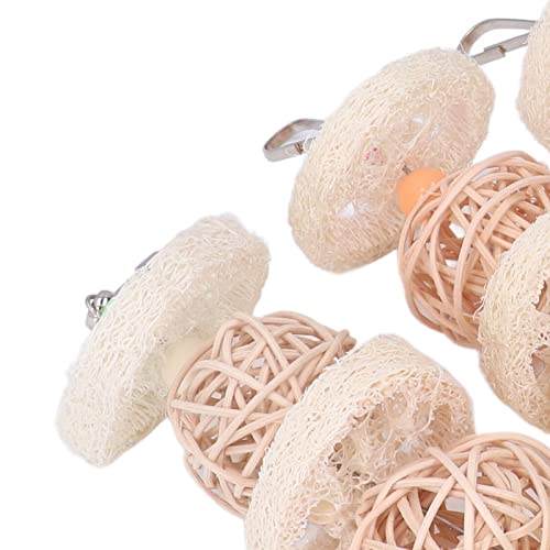 Tnfeeon Bird Chewing Toy, Rattan Ball Toy Bird Cage Bite Sepak Takraw Toy with Bells for Small Birds