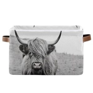 wellday 1pcs storage basket highland cow large foldable storage bin cube collapsible organizer