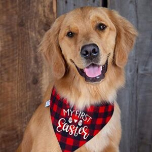 Family Kitchen My First Easter Red Plaid Pet Dog Bandana Scarf Decorations Accessories for Dog Lovers Owner Easter Gift