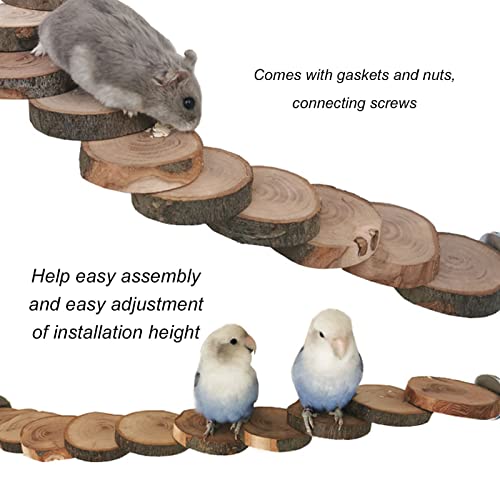 Wooden Hamster Ladder Bridge,Hamster Chew Climbing Toy Playground Small Pet Round Play Exercise Activity Platform for Guinea Pigs Chinchillas and Other Rodents