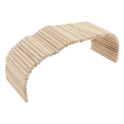 Pet Hideout Bridge,Wooden Rodents Chewing Climbing Tunnel Small Animal Bendy Bridge Ramp Hut Hideout for Guinea Pigs Ferrets Hedgehogs Chinchillas and Other Rodents