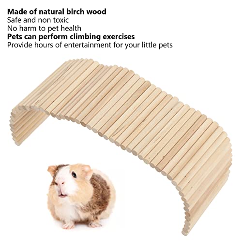 Pet Hideout Bridge,Wooden Rodents Chewing Climbing Tunnel Small Animal Bendy Bridge Ramp Hut Hideout for Guinea Pigs Ferrets Hedgehogs Chinchillas and Other Rodents