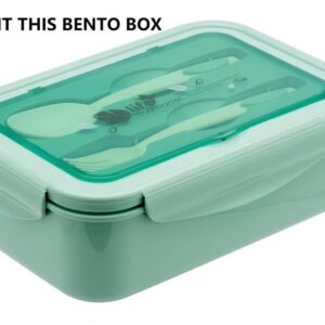 Plastic Utensil Set, Includes Spoon & Fork, Only Fit Bento Box Shown From The Imagine, Come With Packing Box-Green