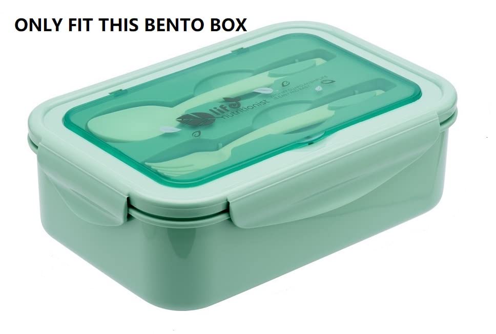 Plastic Utensil Set, Includes Spoon & Fork, Only Fit Bento Box Shown From The Imagine, Come With Packing Box-Green