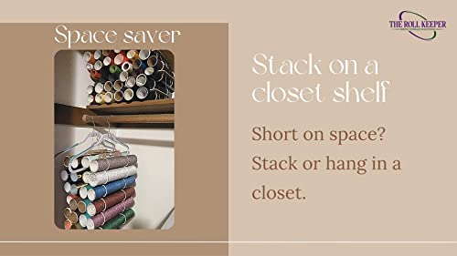 The Roll Keeper, Vinyl Roll Holder and Craft Room Organizer, Hanging Adjustable Rack, Diamond Painting Accessories,Closet, Door and Wall Mount, Holds 36 Roll (White Elastic)