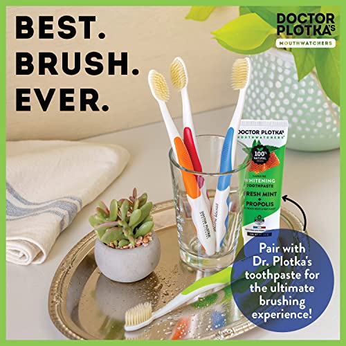 MOUTHWATCHERS Dr Plotkas Extra Soft Flossing Toothbrush Manual Soft Toothbrush for Adults | Ultra Clean Toothbrush | Good for Sensitive Teeth and Gums | Green, 2 Count