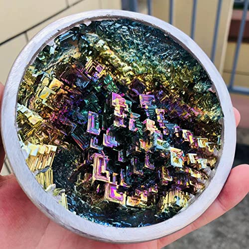 1PC Natural Bismuth Quartz Crystal Bowl Mineral Specimen 100-110MM