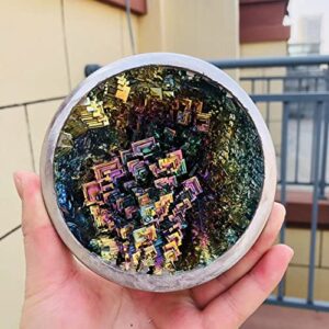 1PC Natural Bismuth Quartz Crystal Bowl Mineral Specimen 100-110MM