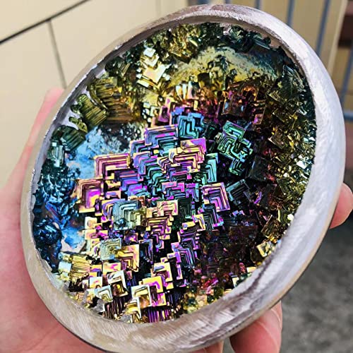 1PC Natural Bismuth Quartz Crystal Bowl Mineral Specimen 100-110MM