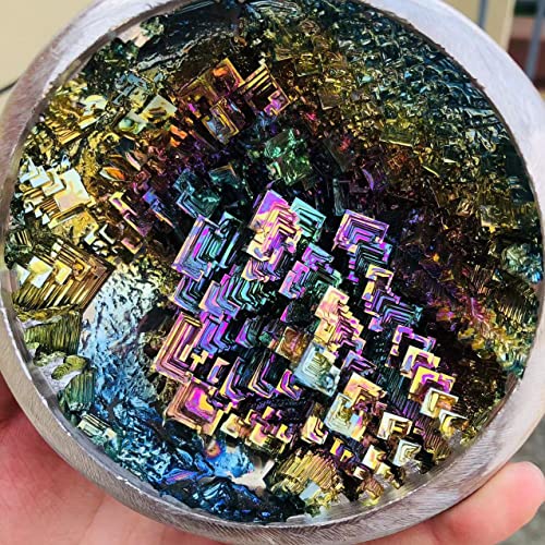 1PC Natural Bismuth Quartz Crystal Bowl Mineral Specimen 100-110MM