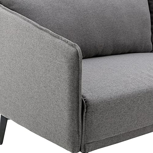 COSVALVE Modern Grey 3 Seater Sofa Couch, 74 inch Fabric Upholstered Sofa with Two Cushions, Single Sofa for Living Room Bedroom Office, Metal Leg