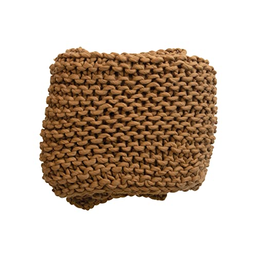 Creative Co-Op Crocheted Fabric Blanket Throw, Single, Caramel Twin