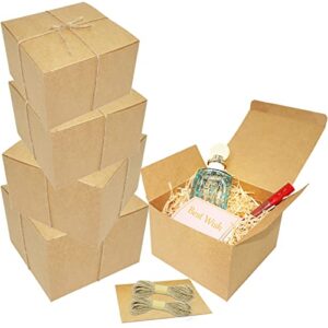 dekun kraft gift boxes with lids: 6x6x4 inches brown gift box recyclable bridesmaid proposal boxes crafting cupcake boxes easy assemble boxes for presents/packaging/christmas (10 pack)