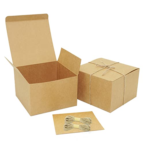 Dekun Kraft Gift Boxes With Lids: 6x6x4 Inches Brown Gift Box Recyclable Bridesmaid Proposal Boxes Crafting Cupcake Boxes Easy Assemble Boxes for Presents/Packaging/Christmas (10 Pack)